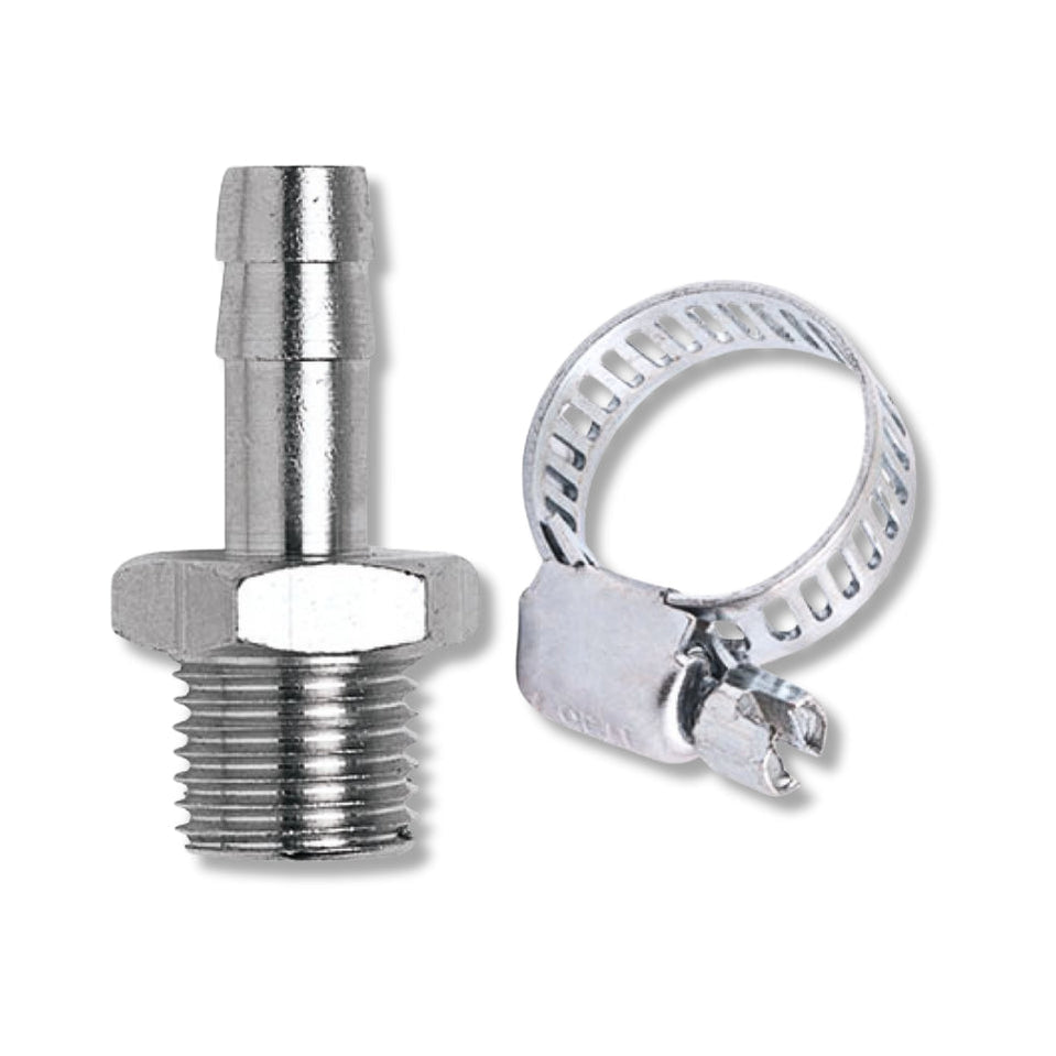 GAV | Hose Adaptor 1/4"M X 8mm+Hose Clamp - BPM Toolcraft