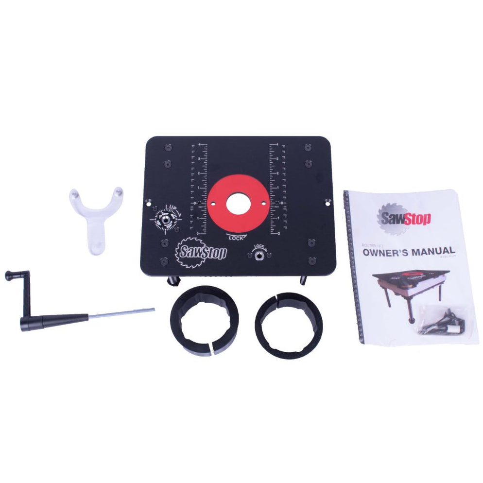Home SawStop | Router Lift Insert Four Post with Lock for Router Table Top