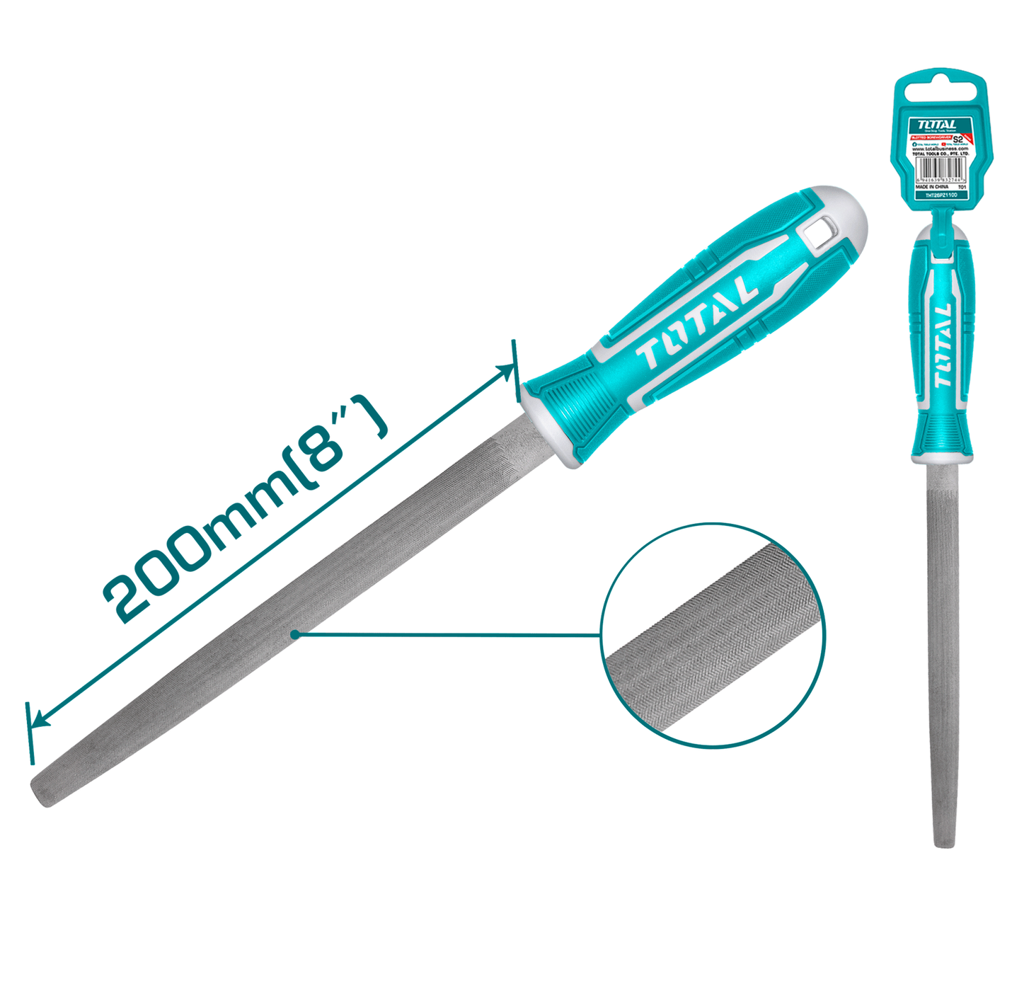 TOTAL | File Half Round Steel with Handle 200mm - BPM Toolcraft
