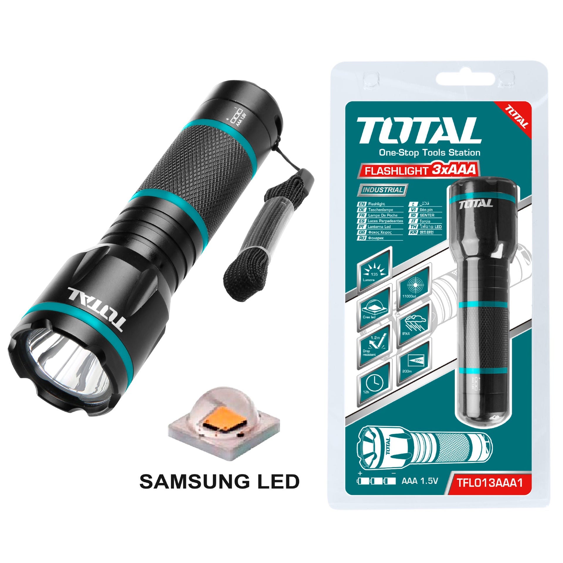 TOTAL | Flashlight - Aviation Grade 200 Lumens - BPM Toolcraft