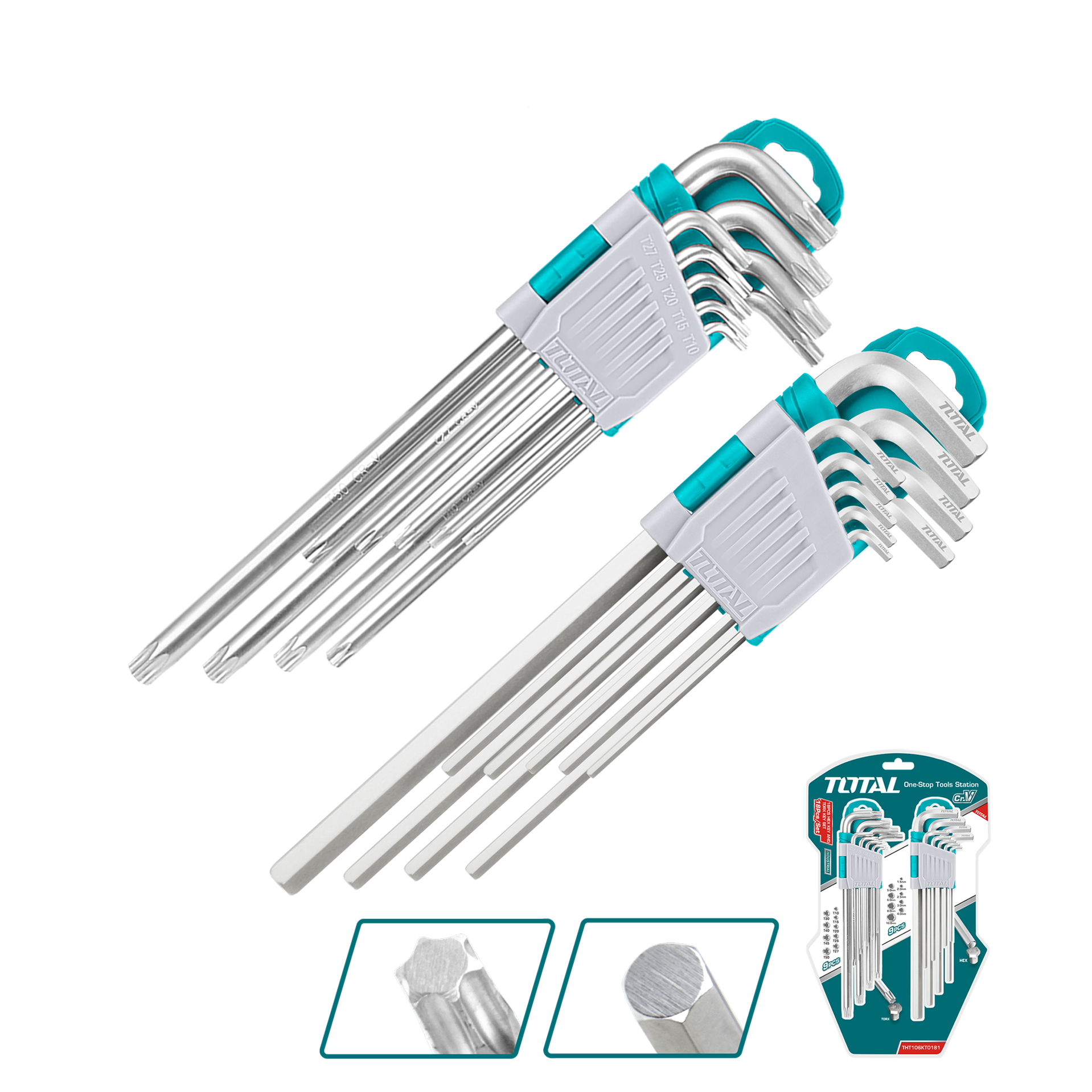 TOTAL | Hex Key Set & Torx Hex Key Set 18Pc - BPM Toolcraft