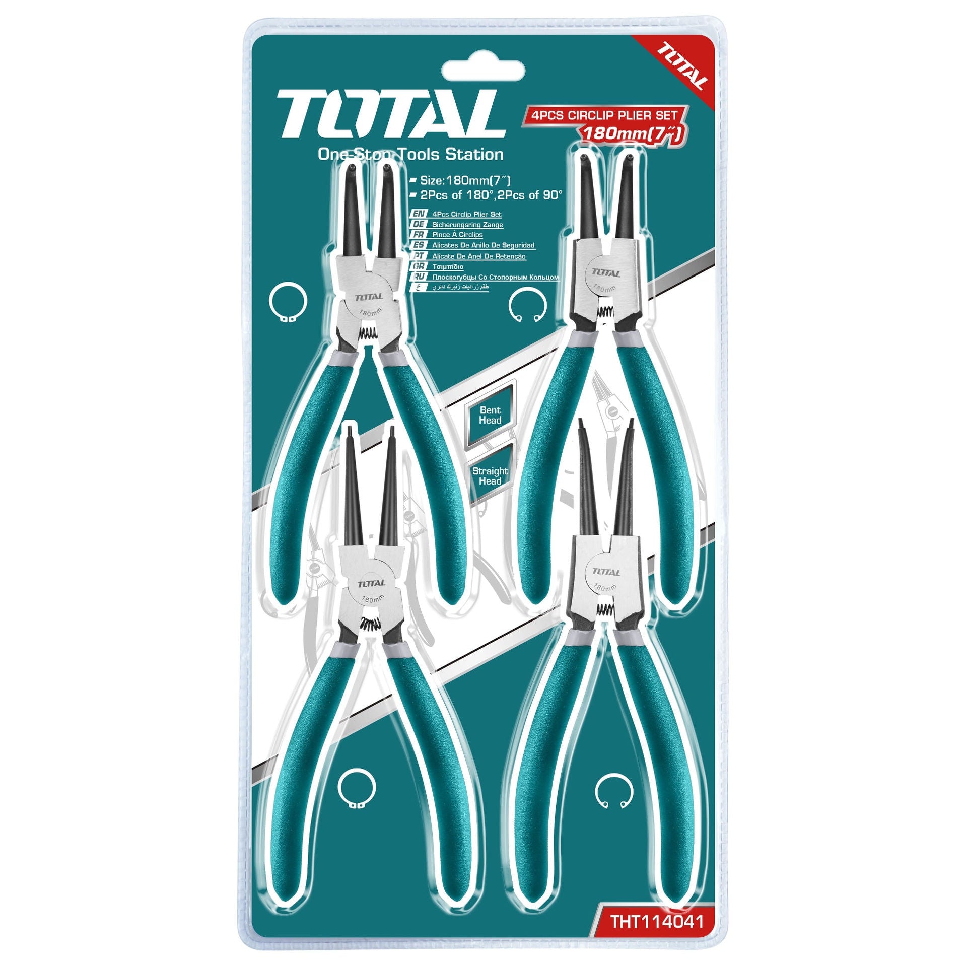TOTAL | Plier Set Circlip 7"/180mm 4Pc - BPM Toolcraft