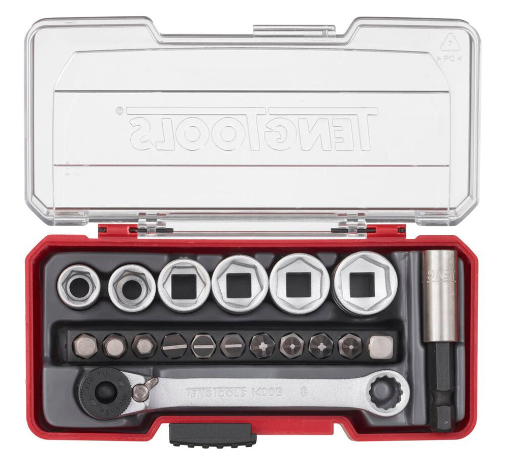 Teng Tools | Socket Set 1/4" 6Pt with Belt Clip 19Pc - BPM Toolcraft