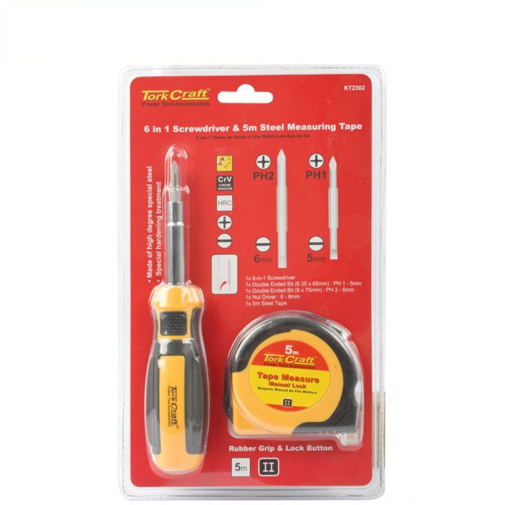 Home Tork Craft | Screwdriver 6 in 1 & 5m Measuring Tape