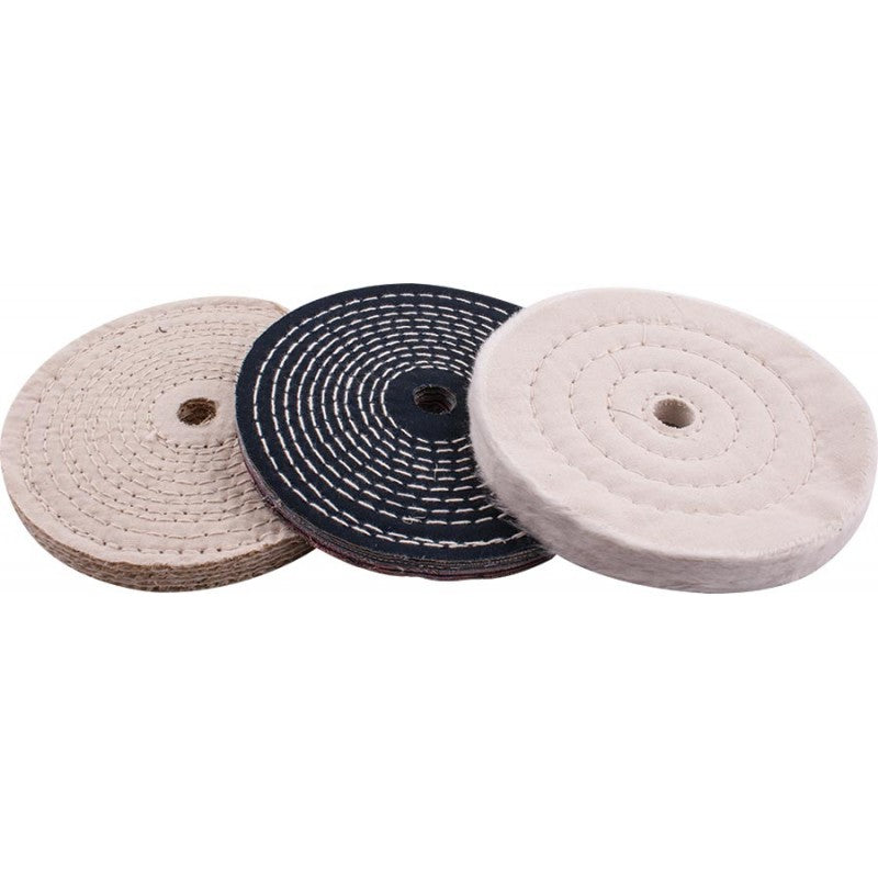 Tork Craft | Buffing Wheel Kit 3pcs 150mm White & Denim Stitched & Sis ...